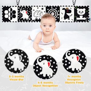 SYNARRY Baby Toys, High Contrast Baby Book for Newborn Toys 0-3 Months Baby Cloth Books 0-6 Months Black and White Books for Babies Tummy Time Toys for Babies 0-6 Months