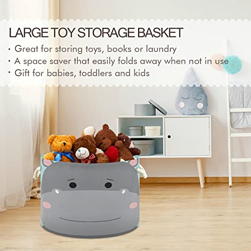 xigua Large Storage Basket Cotton Rope Basket Cute Hippo Baby Laundry Basket for Blankets Toys Storage Basket Laundry Hamper