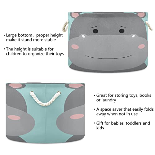 xigua Large Storage Basket Cotton Rope Basket Cute Hippo Baby Laundry Basket for Blankets Toys Storage Basket Laundry Hamper