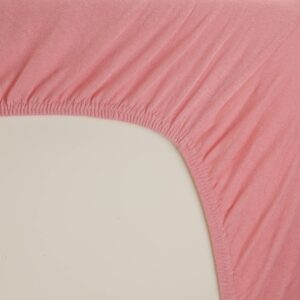 Bassinet Sheets 2-Pack 100% Cotton Jersey Knit, Precious Moments and Solid Pink Fitted Sheets for Baby Girl Bassinet, Compatible with Brands Bassinet Bedside Co-Sleeper Lounger Oval Rectangle Mattress