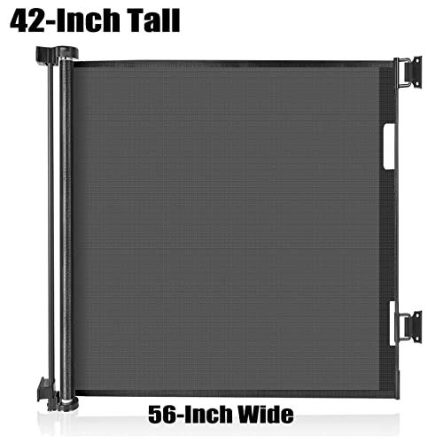 42-Inch Extra Tall Baby Gate 56" Wide Tall Dog Gate Retractable Baby Gates Adjustable Dog Gates for The House Indoor and Outdoor Pet Gate Mesh Baby Gate for Stairs, Doorways, Hallways, Black