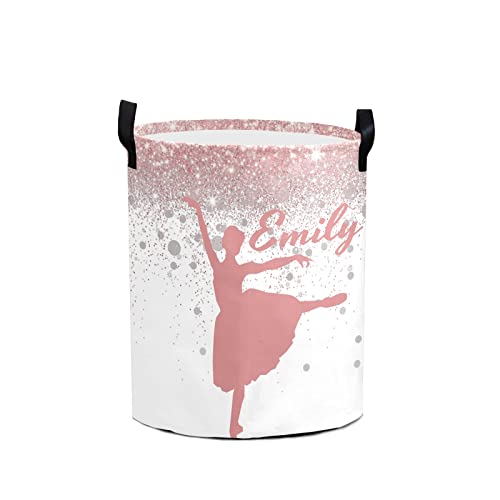 Grandkli Ballet Girl Personalized Freestanding Laundry Hamper, Custom Waterproof Collapsible Drawstring Basket Storage Bins with 50cm x 36cm