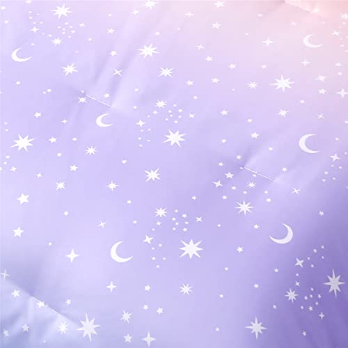 URBONUR 4 Piece Toddler Bedding Set for Girls Glitter Purple Orange Toddler Bedding Set Gradient Stars Print Girls Bedding Toddler Comforter Set