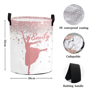 Grandkli Ballet Girl Personalized Freestanding Laundry Hamper, Custom Waterproof Collapsible Drawstring Basket Storage Bins with 50cm x 36cm