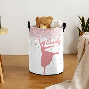 Grandkli Ballet Girl Personalized Freestanding Laundry Hamper, Custom Waterproof Collapsible Drawstring Basket Storage Bins with 50cm x 36cm