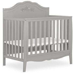 sweetpea baby rose 4-in-1 convertible mini crib in platinum, jpma certified baby crib, non-toxic finish, new zealand pinewood, with 3 mattress height settings