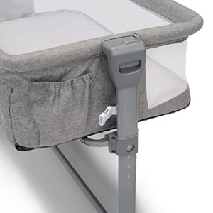 Delta Children Close2Me Bedside Baby Bassinet Sleeper with Breathable Mesh and Adjustable Heights - Lightweight Portable Crib, Grey