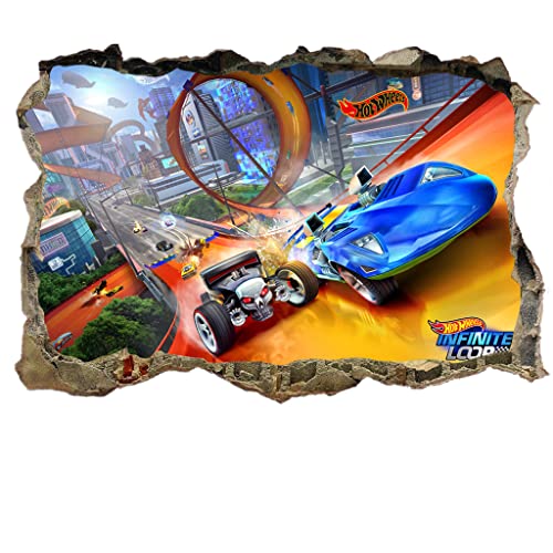 LSXYJ 3D Hot Wheels Stickers, Hot Wheels Wall Decals, Cars Wall Decals for Boys Bedroom, Hot Wheels Poster Bedroom Decor, Hot Wheels Wall Art 23.6X 16 inches