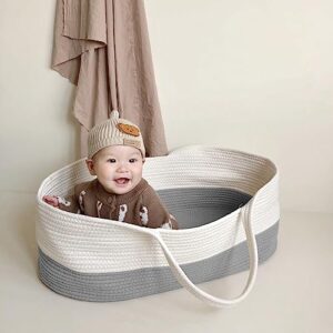 Wallfire Baby Sleeping Basket Portable Newborn Moses Basket Bassinet Cotton Rope Baby Nest Bed