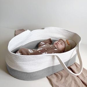 Wallfire Baby Sleeping Basket Portable Newborn Moses Basket Bassinet Cotton Rope Baby Nest Bed