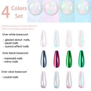 Allstarry Chrome Nail Powder Metallic Mirror Effect Pigment Chrome Iridescent Aurora Nail Glitter Mermaid Pearl Glitter Dust Kit for Gel Polish Nail Art Decoration, Resin Craft- Violet Green Emerald