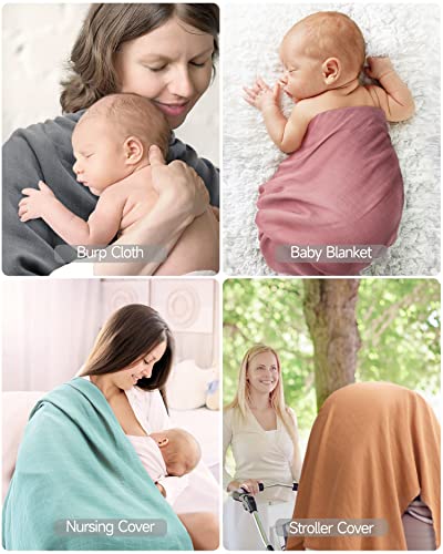 Mom Beebi Swaddle Blanket, Soft Silky Muslin Swaddle Blankets, Breathable and Skin-Friendly Baby Blankets for Boys & Girls, 4-Pack Unisex Baby Blankets, Newborn Gifts, 47 x 47 inches