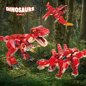 HSANHE STEM 3 in1 Dinosaurs Building Kits 287PCS, Toys for Kids Age 6-10 Year Old, Educational Building Sets Best Gifts for Boy 6-10