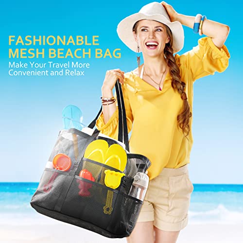 SRISE Mesh Beach Bag - Large Tote Bag for Family , Toys & Vacation Essentials