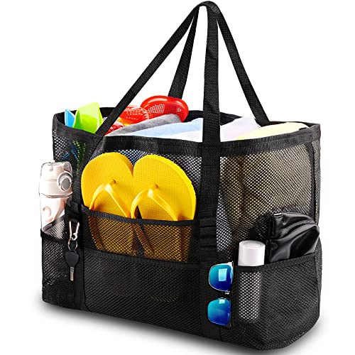 SRISE Mesh Beach Bag - Large Tote Bag for Family , Toys & Vacation Essentials