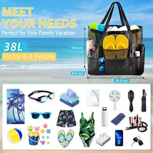 SRISE Mesh Beach Bag - Large Tote Bag for Family , Toys & Vacation Essentials