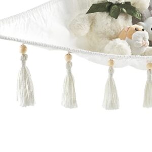 Mkono Stuffed Animal Hammock Macrame Hanging Toy Storage Organizer with Tassels Boho Large Corner Toy Net Hammock for Stuffed Animals Plush Toys Display Holder for Nursery Kid Room Playroom Bedroom