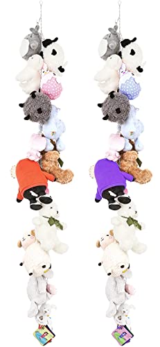 Mkono Stuffed Animal Storage Metal Toy Chain Hanging Stuff Toy Display Organizer Holder Simple Kids Toys Chain with 20 Clips Stuff Animals Hanger for Nursery Play Room Kid Room, 2 Pieces