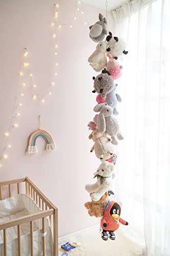 Mkono Stuffed Animal Storage Metal Toy Chain Hanging Stuff Toy Display Organizer Holder Simple Kids Toys Chain with 20 Clips Stuff Animals Hanger for Nursery Play Room Kid Room, 2 Pieces