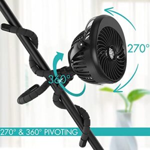 COMLIFE Misting Baby Stroller Fan, 270° & 360° Pivoting Portable Fan, Battery Operated USB Fan, Handheld Misting Fan, with Flexible Tripod Clip on Car Seat Crib Bike Treadmill Bunk Bed