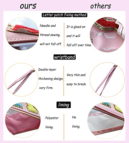 TopTTanBo Chenille Letter Clear Bag Purse Multi-purpose Transparent Waterproof Snacks Makeup Tote Bag with Wrist Strap (SNACKS)