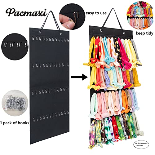 PACMAXI Hanging Headbands Holder for Baby Girls for 48 headband, Bows Headbands Organizer for Baby Girls, Baby Bow Holder Organizer, Baby Headbands Holder Organizer for Door, Closet, Wall (Black)