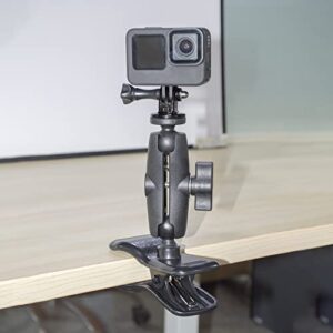 Jaws Clamp Mount for GoPro Hero Cameras, Desk Webcam Stand Mount with 360° Ballhead 1/4” Thread for Action Cameras