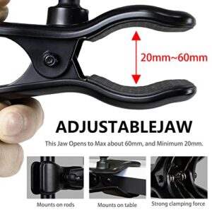 Jaws Clamp Mount for GoPro Hero Cameras, Desk Webcam Stand Mount with 360° Ballhead 1/4” Thread for Action Cameras