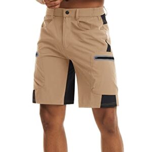 Surenow Men's Hiking Cargo Shorts Lightweight Quick-Dry Shorts Summer Outdoor Fishing Shorts Camping Travel Shorts for Men Khaki