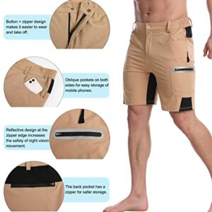 Surenow Men's Hiking Cargo Shorts Lightweight Quick-Dry Shorts Summer Outdoor Fishing Shorts Camping Travel Shorts for Men Khaki