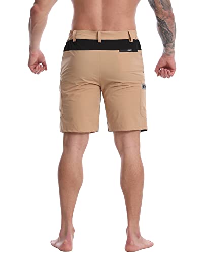 Surenow Men's Hiking Cargo Shorts Lightweight Quick-Dry Shorts Summer Outdoor Fishing Shorts Camping Travel Shorts for Men Khaki