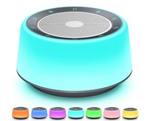 white noise machine with 30 soothing sounds and 7 colors warm night light for sleeping, 5 timers portable plug in sound machine for baby, adults