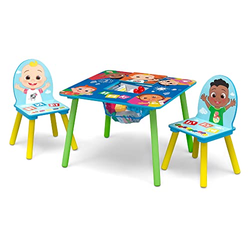 Delta Children Kids Table and Chair Set with Storage (2 Chairs Included) - Greenguard Gold Certified - Ideal for Arts & Crafts, Snack Time, Homeschooling, Homework & More, CoComelon