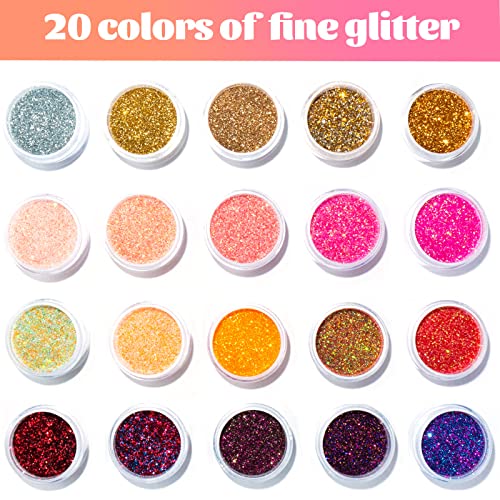 35 Grams Fine Glitter, 5 Colors Pink Extra Fine Glitter, Holographic Ultra Fine Glitter for Makeup Body Nail Face Hair Eyeshadow Lip Gloss, Arts Crafts Slime Resin Glitter Sequins Set