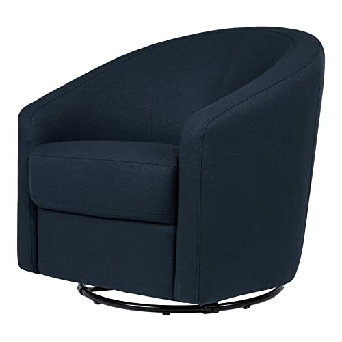 babyletto Madison Swivel Glider in Performance Navy Eco-Twill, Water Repellent & Stain Resistant, Greenguard Gold and CertiPUR-US Certified