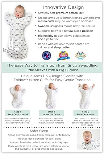 Amazing Baby Transitional Swaddle Sack with Arms Up Half-Length Sleeves and Mitten Cuffs, Little Zebra, Medium, 3-6 mo, 14-21 lbs (Better Sleep for Baby Boys, Baby Girls, Easy Swaddle Transition)