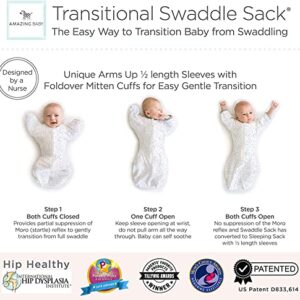 Amazing Baby Transitional Swaddle Sack with Arms Up Half-Length Sleeves and Mitten Cuffs, Little Zebra, Medium, 3-6 mo, 14-21 lbs (Better Sleep for Baby Boys, Baby Girls, Easy Swaddle Transition)