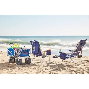 SMVE_Beachcomber XL Wagon Heavy Duty Collapsible Outdoor Folding Wagon Camping Utility Cart Adjustable Rolling Cart All Terrain Sports Beach Wagon with Oversized Wide Rubber Wheels for Sand