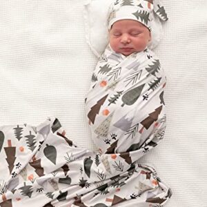 Terriboo Newborn Receiving Blankets Baby Swaddle Hat Set Tree Pattern