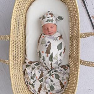 Terriboo Newborn Receiving Blankets Baby Swaddle Hat Set Tree Pattern