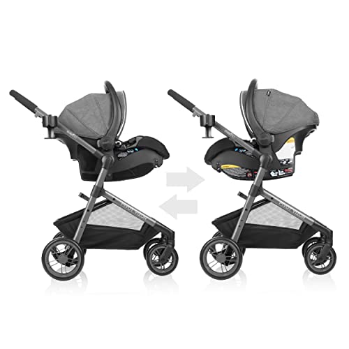 Evenflo Pivot Vizor Travel System with LiteMax Infant Car Seat (Chasse Black)