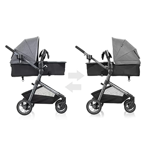 Evenflo Pivot Vizor Travel System with LiteMax Infant Car Seat (Chasse Black)