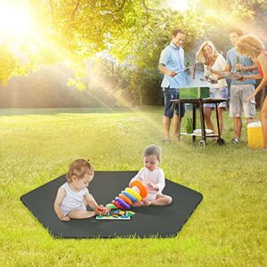 Hoybell Hexagon Playpen Mat, Compatible with POP N GO Baby Playpen, 59 inch Self Inflating Mattress Pad, Baby Play Mat, Portable and Comfortable Play Yard Mat with Carry Case - Dark Grey