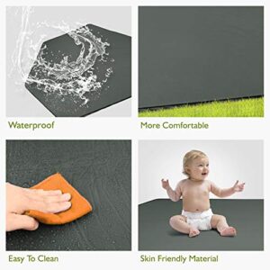 Hoybell Hexagon Playpen Mat, Compatible with POP N GO Baby Playpen, 59 inch Self Inflating Mattress Pad, Baby Play Mat, Portable and Comfortable Play Yard Mat with Carry Case - Dark Grey