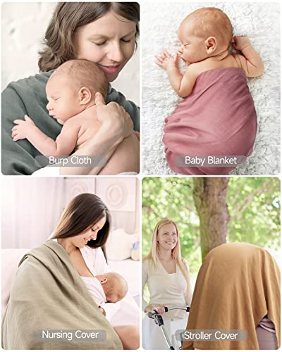 Mom Beebi Muslin Swaddle Blankets, Soft Silky Swaddle Blanket, Breathable and Skin-Friendly Baby Blankets for Boys & Girls, 4-Pack Unisex Baby Blankets, 47 x 47 inches