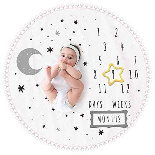 Houseware Homes Premium Baby Milestone Blanket for Boy Girl Super Soft Fleece Months Blankets Baby Shower Gender Neutral Gifts Photography Backdrop 43" x 43" space theme Baby Monthly Milestone Blanket