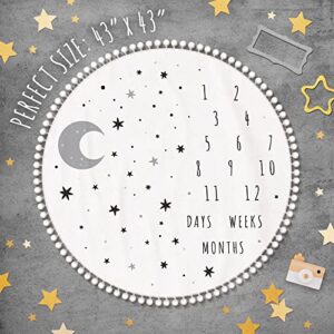 Houseware Homes Premium Baby Milestone Blanket for Boy Girl Super Soft Fleece Months Blankets Baby Shower Gender Neutral Gifts Photography Backdrop 43" x 43" space theme Baby Monthly Milestone Blanket