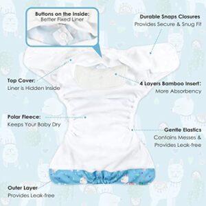 wegreeco Washable Reusable Baby Cloth Pocket Diapers Fresh Animal Bundle with Cloth Diapers Pink Girly and Wet Dry Bags