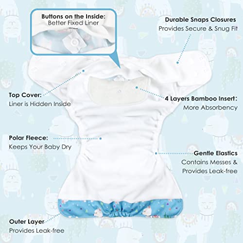 wegreeco Washable Reusable Baby Cloth Pocket Diapers Fresh Animal Bundle with Cloth Diapers Pink Girly and Wet Dry Bags