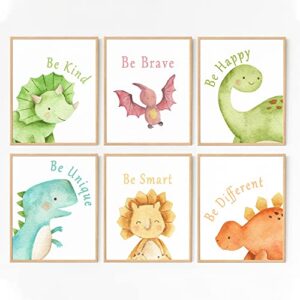 lovedmore dinosaur wall art prints posters | dinosaur room decor for boys | toddler room decor | dinosaur pictures for wall decor nursery bedroom bathroom decorations (unframed 8x10 inch set of 6)